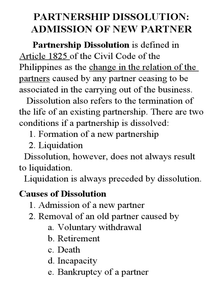 Causes of Partnership Dissolution | PDF | Book Value | Partnership