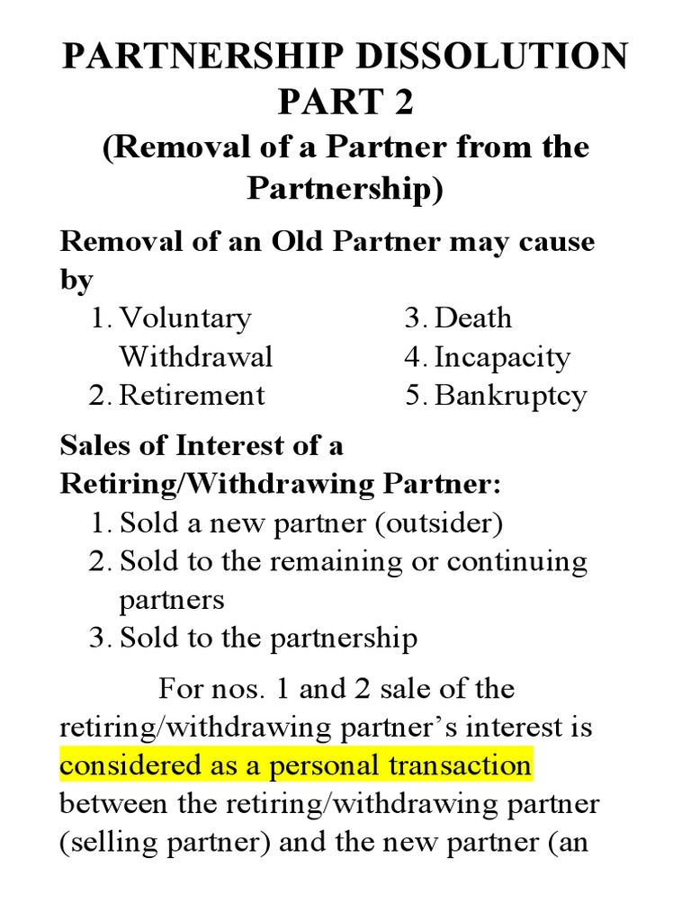 Partner Withdrawal and Settlement Methods | PDF | Interest | Partnership