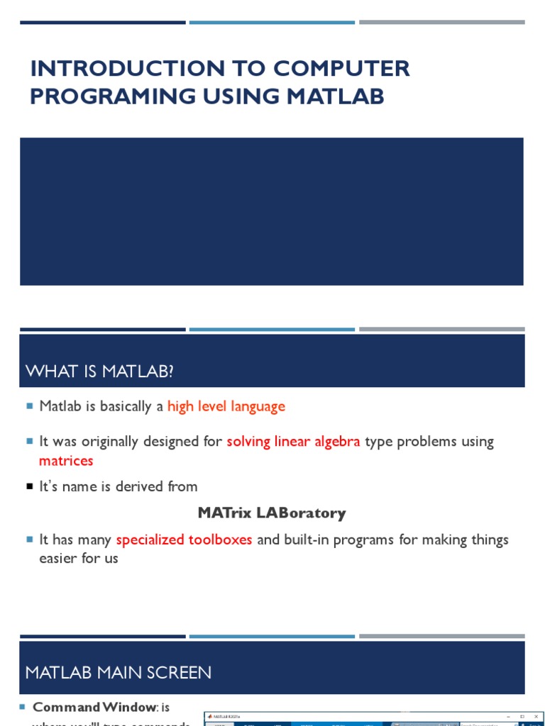 Introduction To MATLAB | Download Free PDF | Matrix (Mathematics) | Matlab