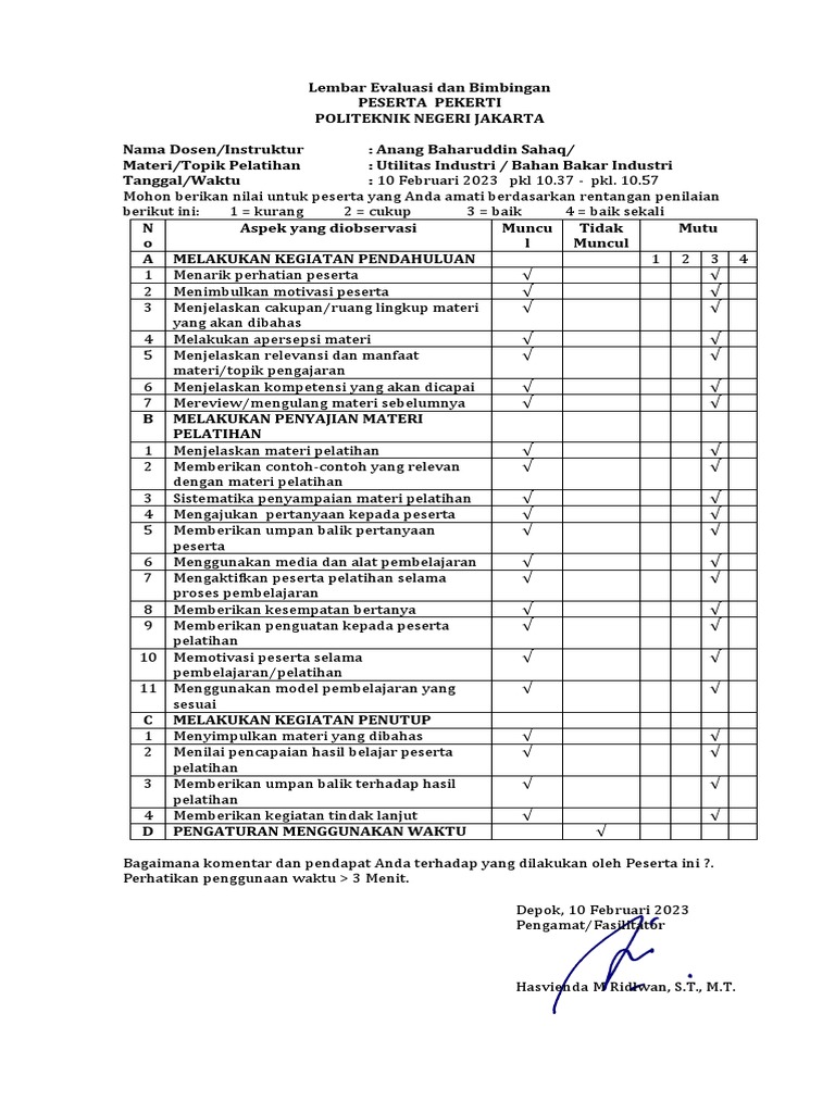 Penilaian Micro Teaching 2 | PDF