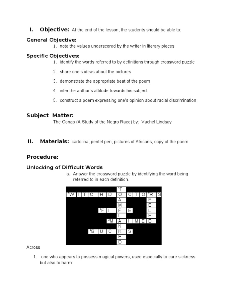 Congo Lesson Plan | PDF | Play (Theatre) | Rhythm