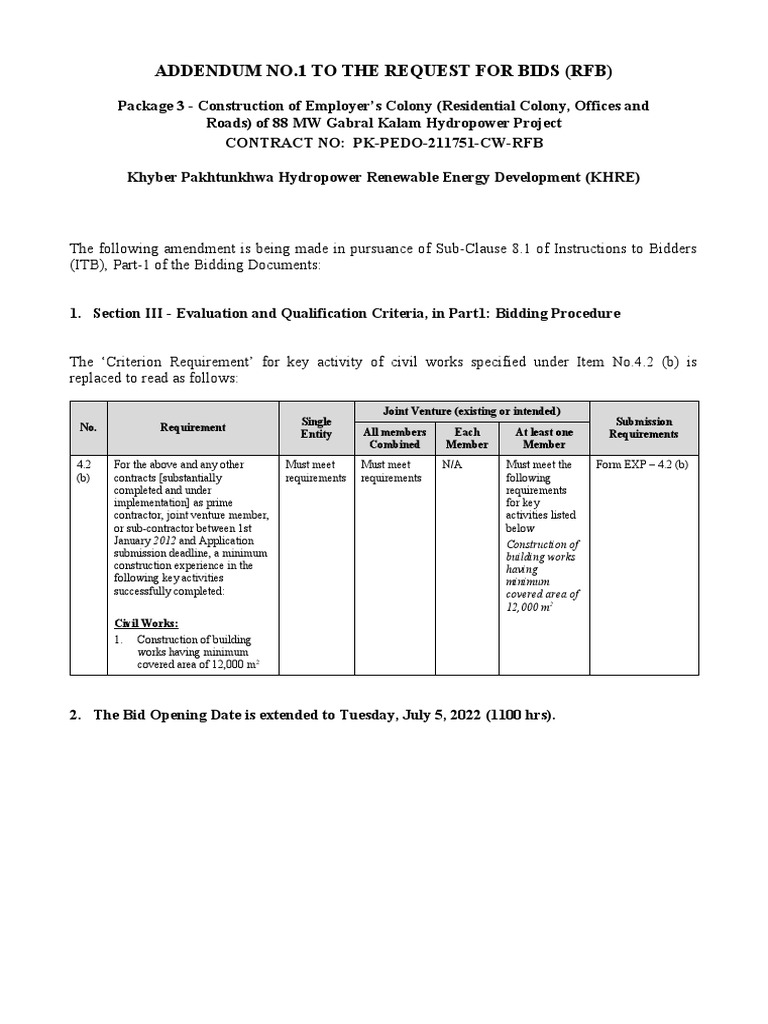 Addendum No 1 | PDF