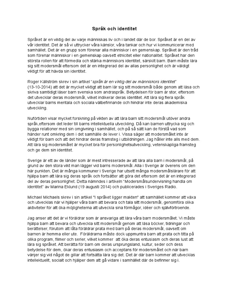 Språk Och Identitet | PDF