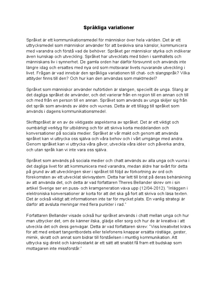 Språkliga Variationer | PDF