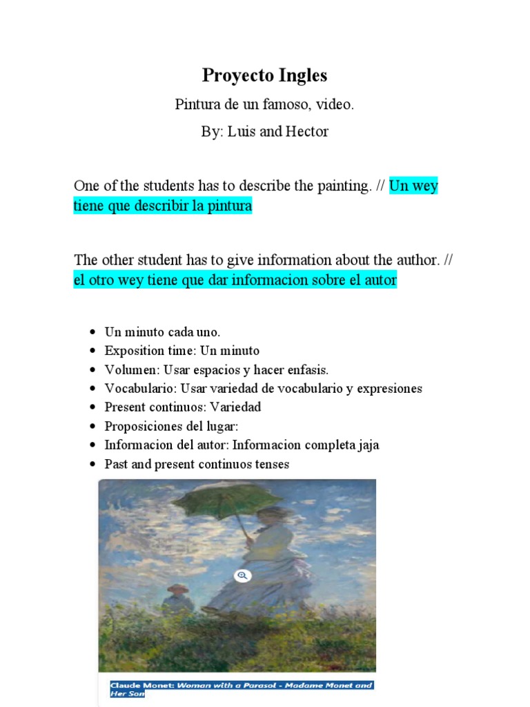 Proyecto Ingles Pintura | PDF