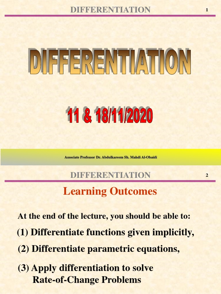 UPI Leecture - Differentiation | PDF | Derivative | Variable (Mathematics)