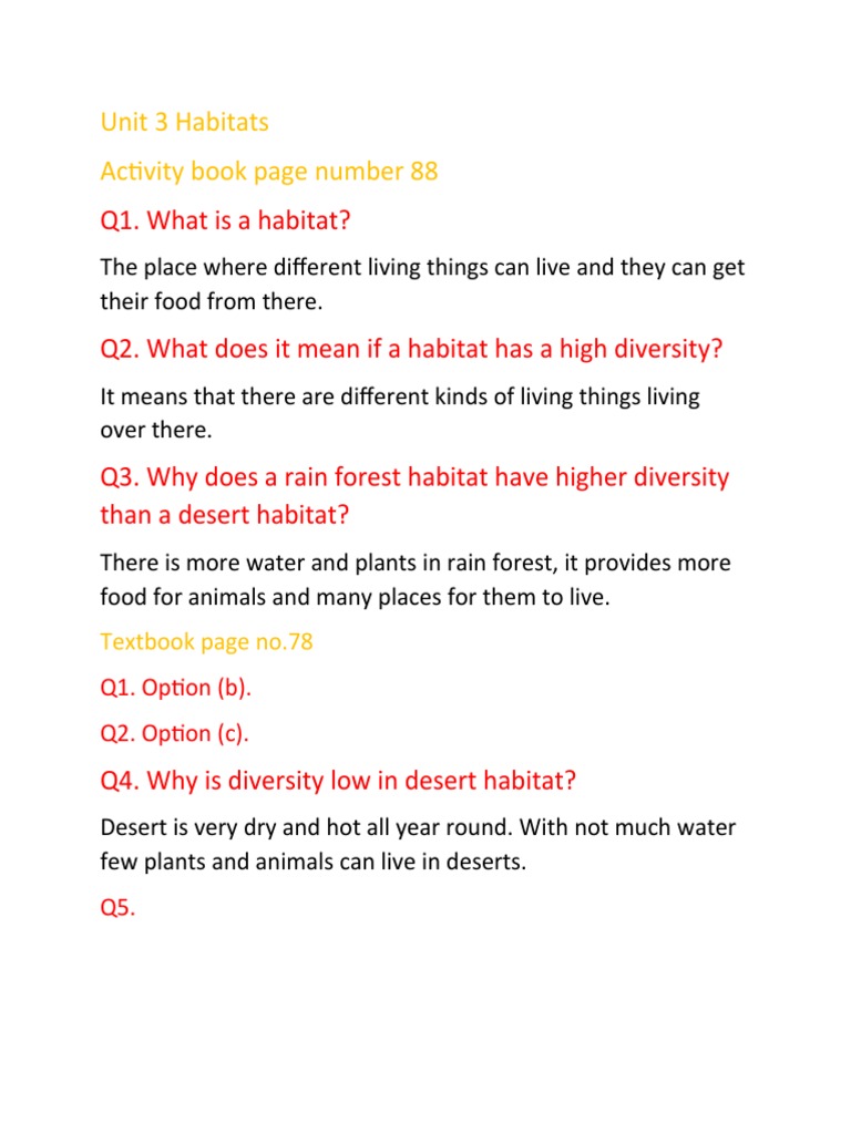 Types of Habitats and Diversity | PDF