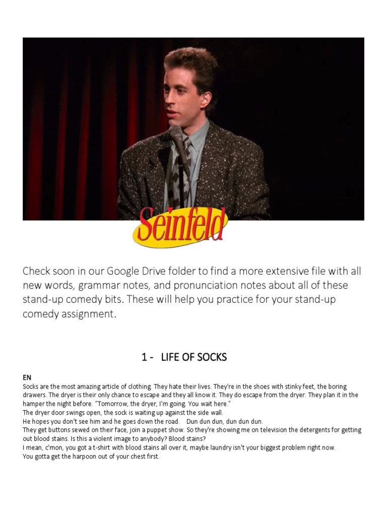 Stand-Up Comedy Transcripts | PDF
