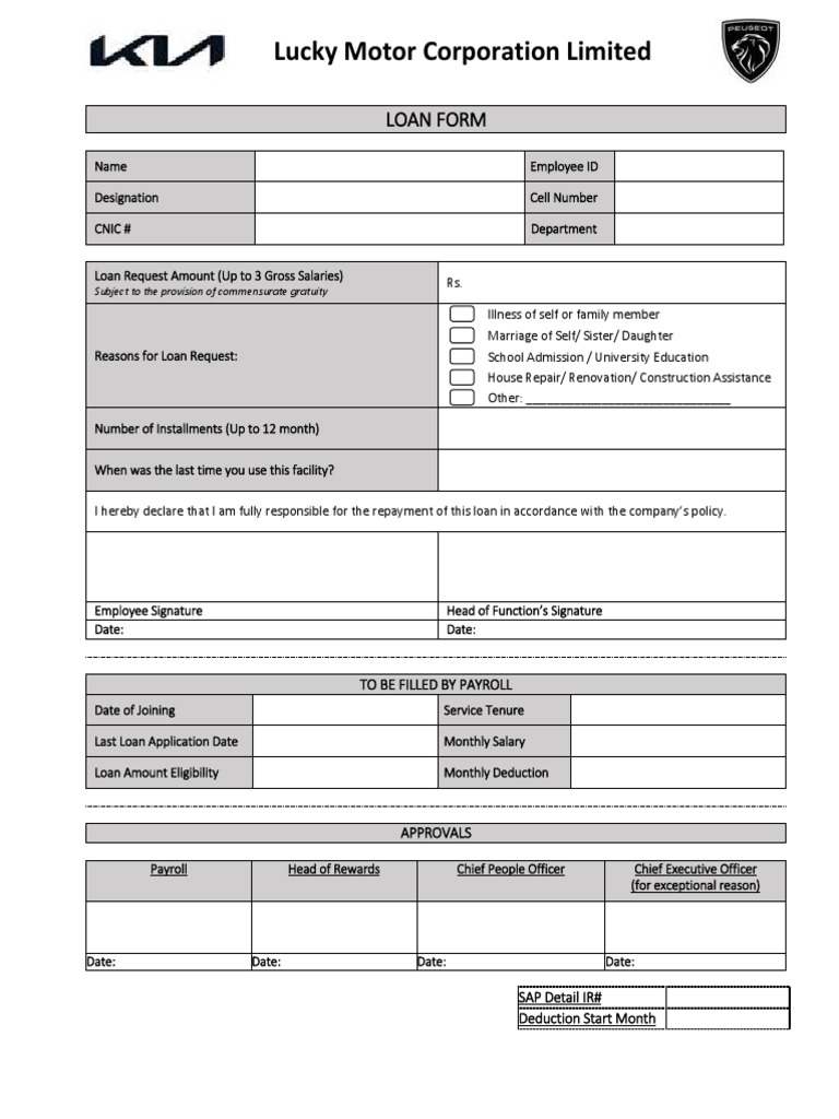 Loan Form | PDF | Loans | Payroll