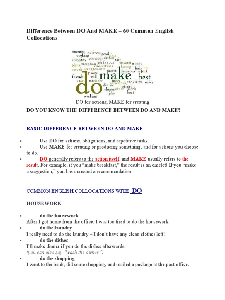 Understanding Make vs. Do Differences | PDF
