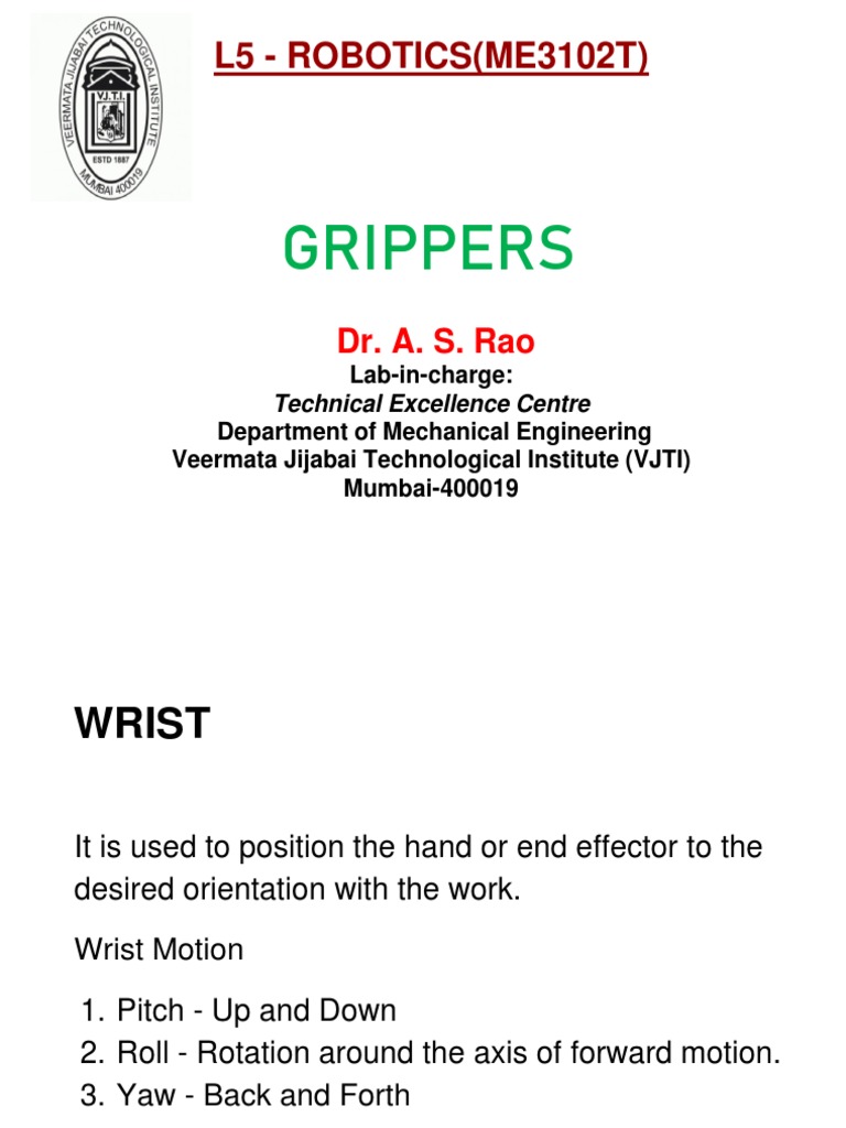 Lecture-5 Grippers | PDF | Force | Mechanical Engineering