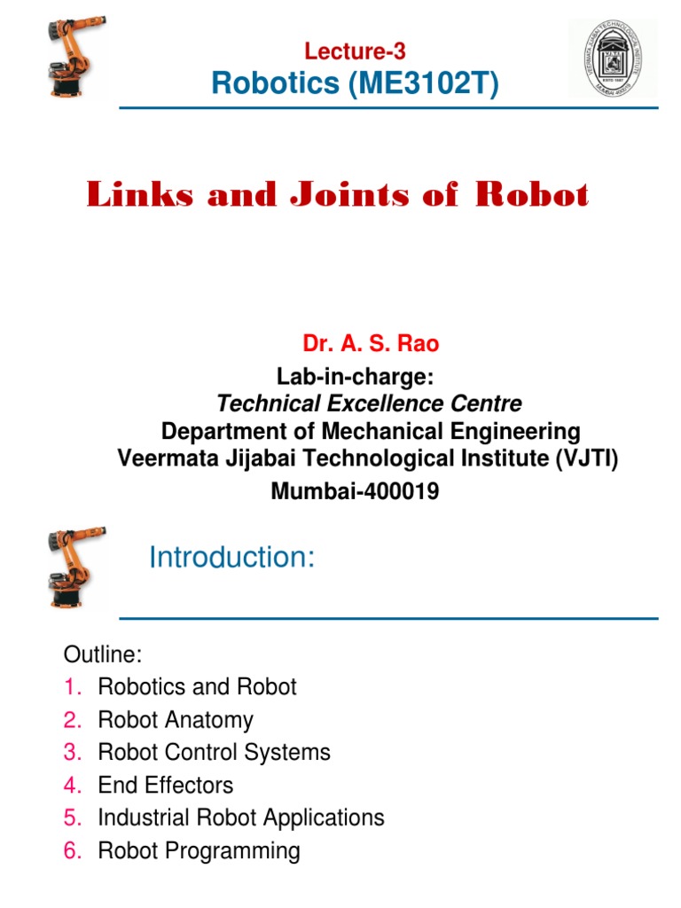 Robot Links and Joints Overview | PDF | Robot | Robotics