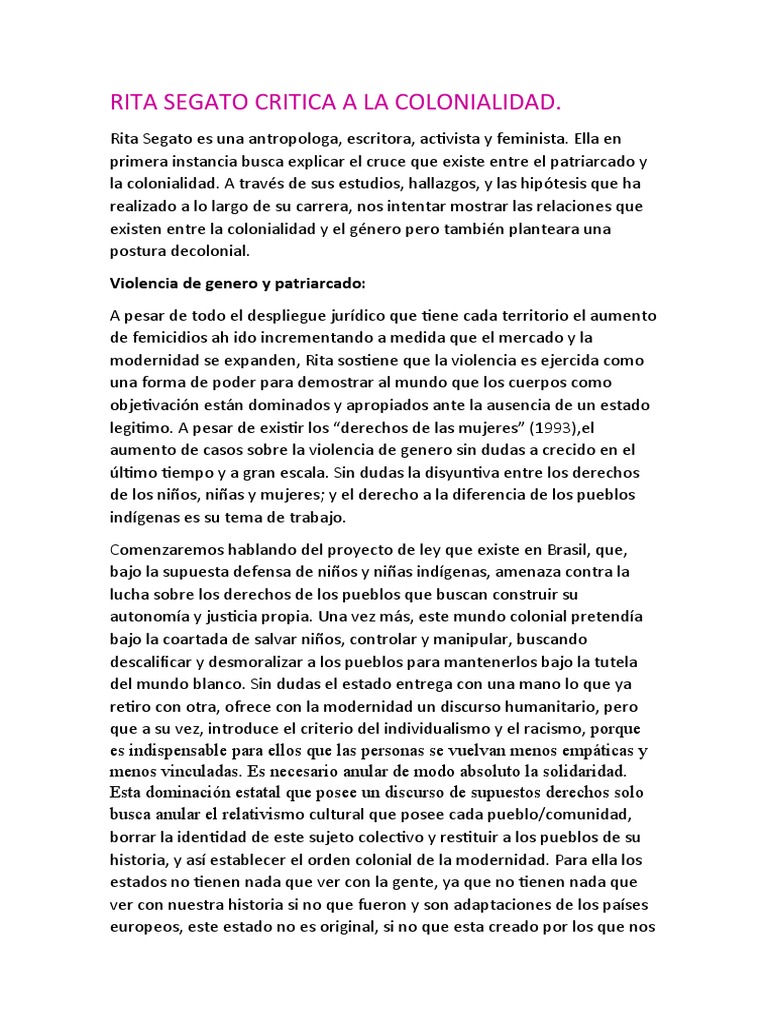 Rita Segato Resumen | PDF