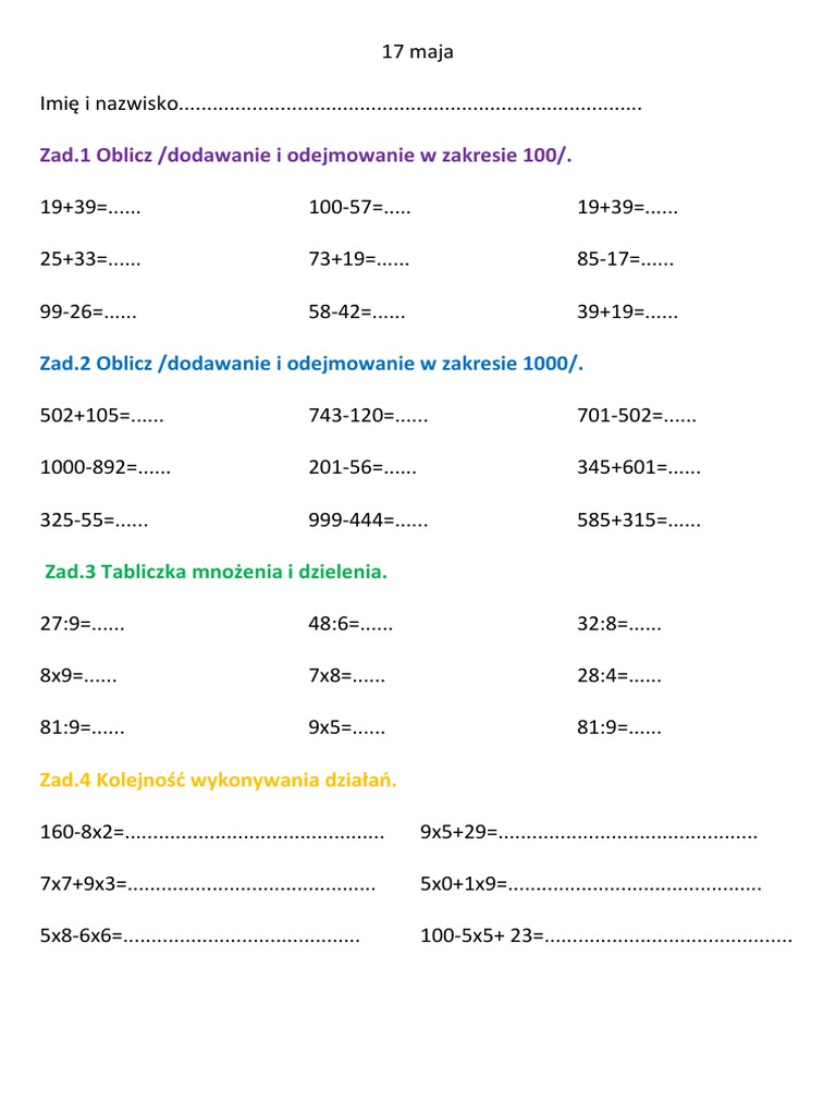 Matematyka kl.3 | PDF