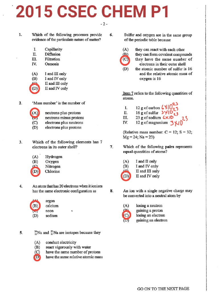 2015 CSEC - Chemistry | PDF