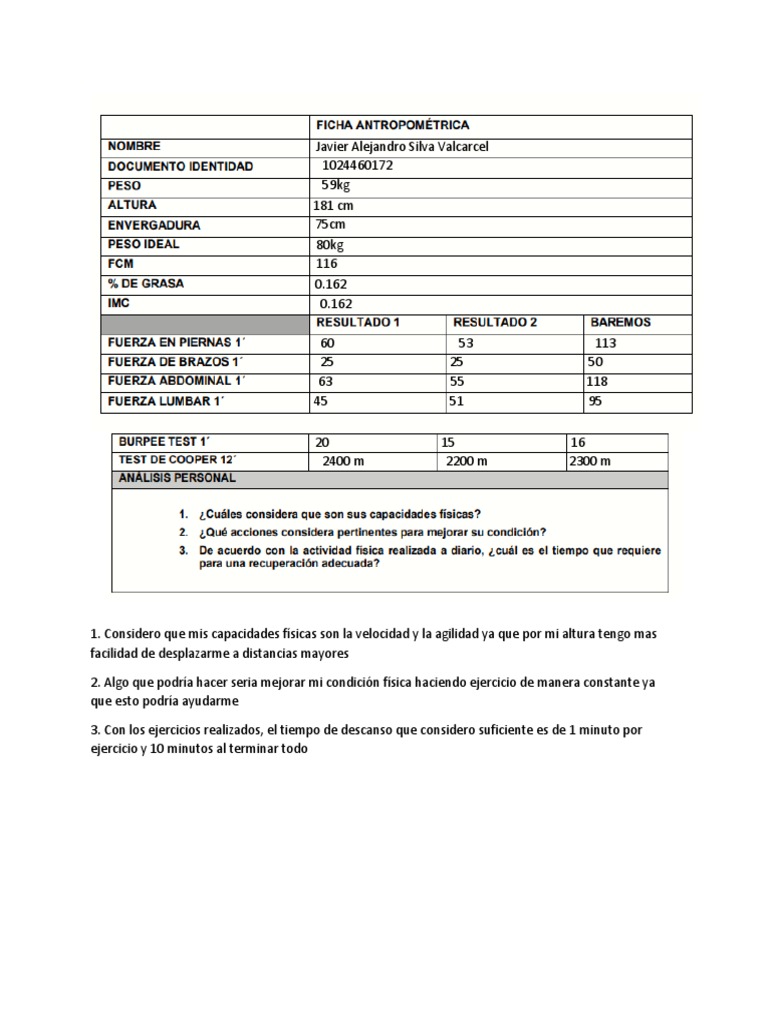 Ficha Antropometrica de Valoracion de La Condicion Fisica GA1-230101507 ...