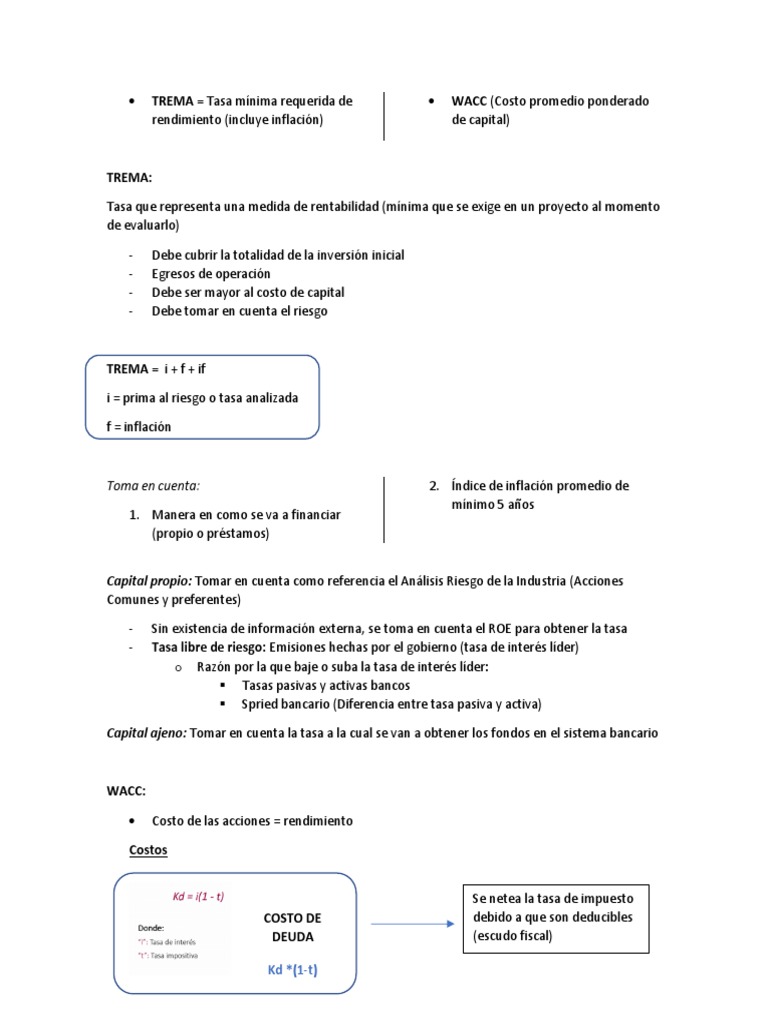 Trema y Wacc | PDF | Modelo de fijación de precios de activos de ...