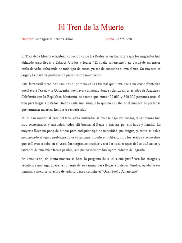 El Tren de La Muerte | PDF