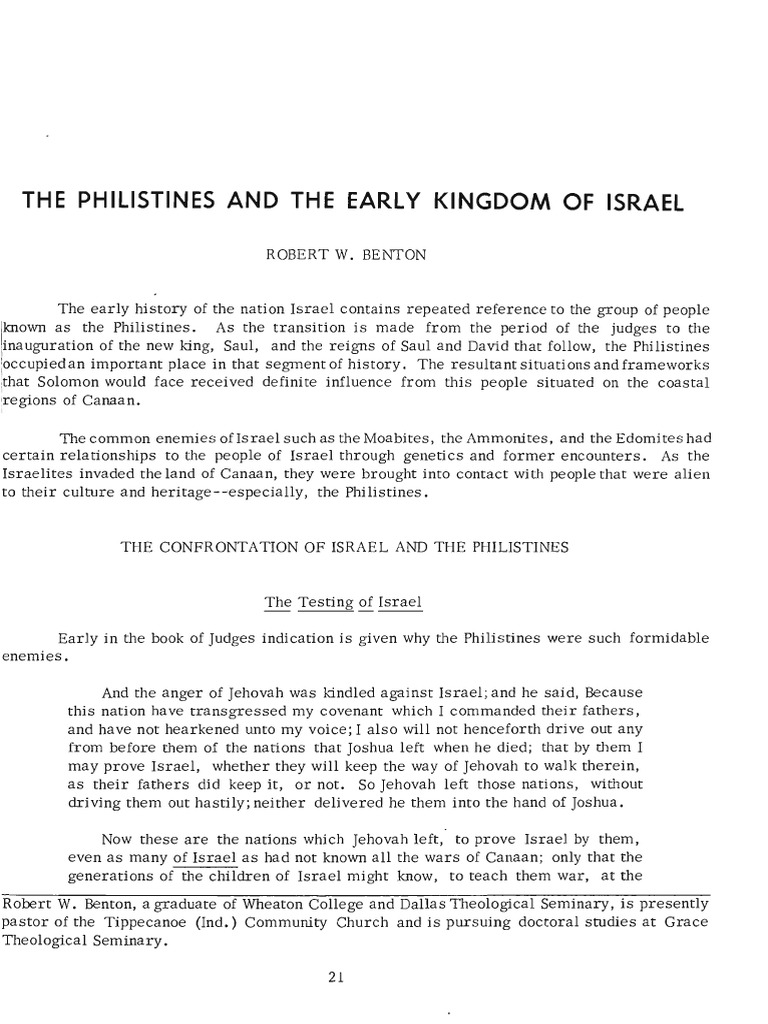 The Philistines and The Early Kingdom of Israel: Contains As From and ...