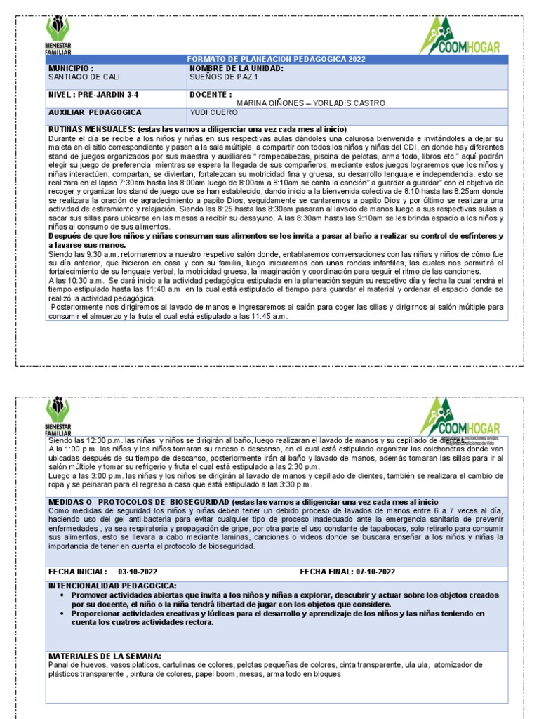 Planeacion Terminada Octubre Terminada | PDF | Salón de clases