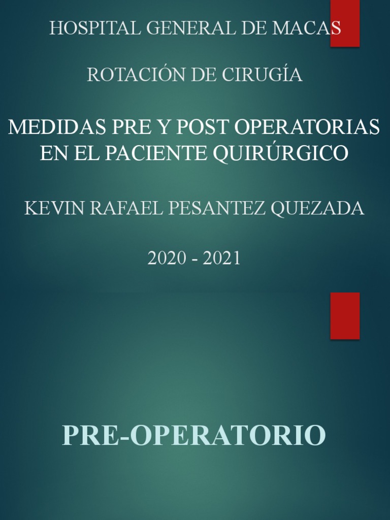 Pre y Post Operatorio | Descargar gratis PDF | Medicina CLINICA | Epidemiología