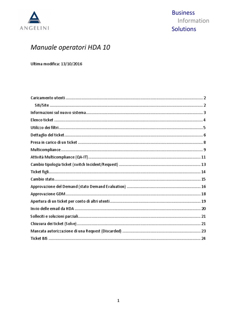 HDA Manuale Operatori | PDF