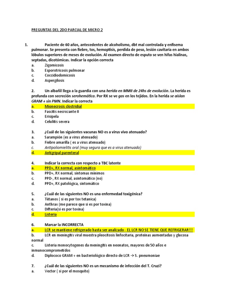 Preguntas Del 2do Parcial de Micro 1 | PDF | Vacunas | Meningitis