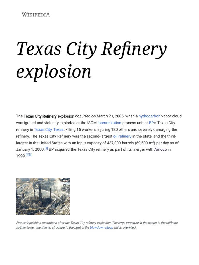 Texas City Refinery Explosion - Wikipedia | PDF | Bp