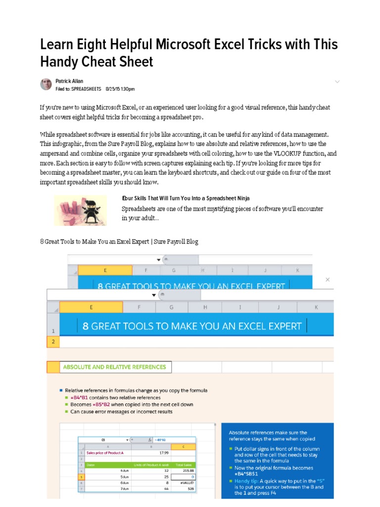 EIght Excel Tips | PDF | Microsoft Excel | Spreadsheet