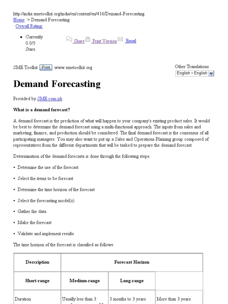 SME Toolkit - Demand Forecasting | Download Free PDF | Moving Average | Forecasting