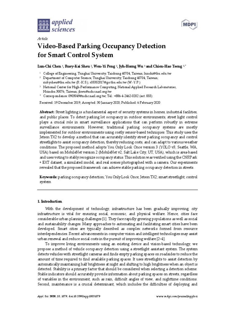 Video-Based Parking Occupancy Detection For Smart | PDF | Deep Learning | Computer Engineering