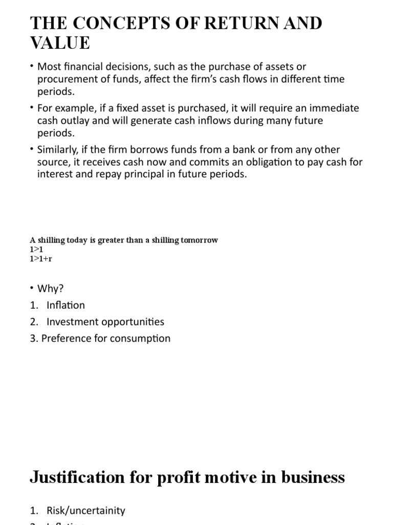 The Concepts of Return and Value-Explained-Ppp | PDF | Present Value ...