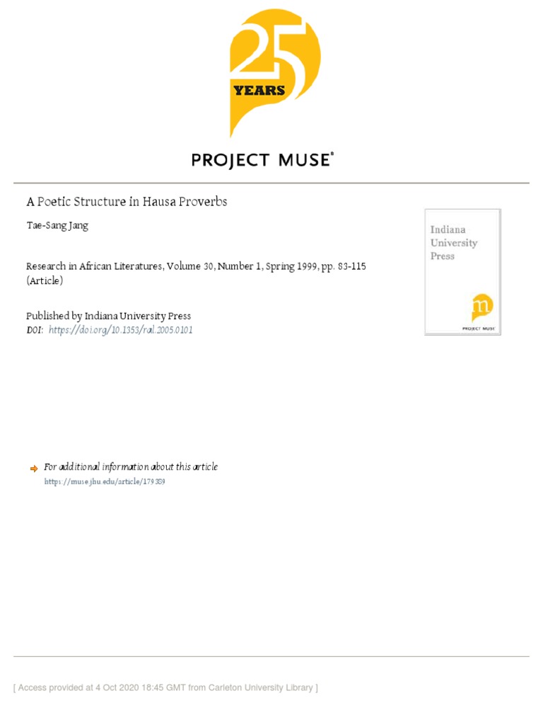 A Poetic Structure in Hausa Proverbs | PDF | Clause | Subject (Grammar)