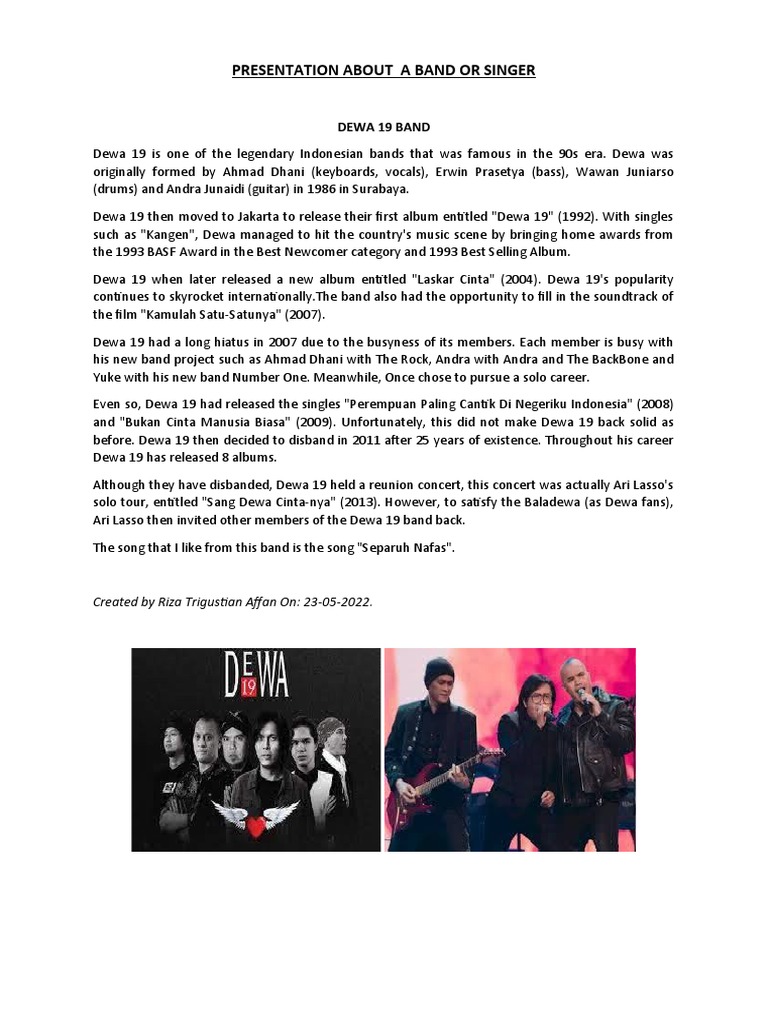 Contoh Tugas Biografi Band | PDF