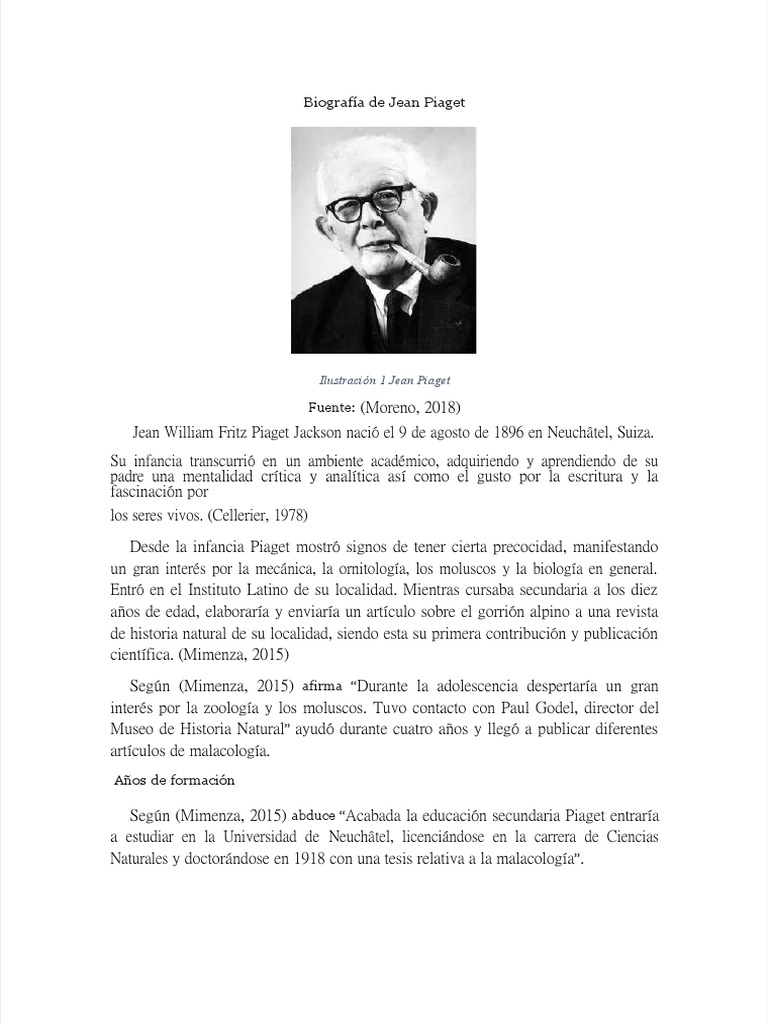 Biografía de Jean Piaget | PDF | Desarrollo cognitivo | Ciencia cognitiva