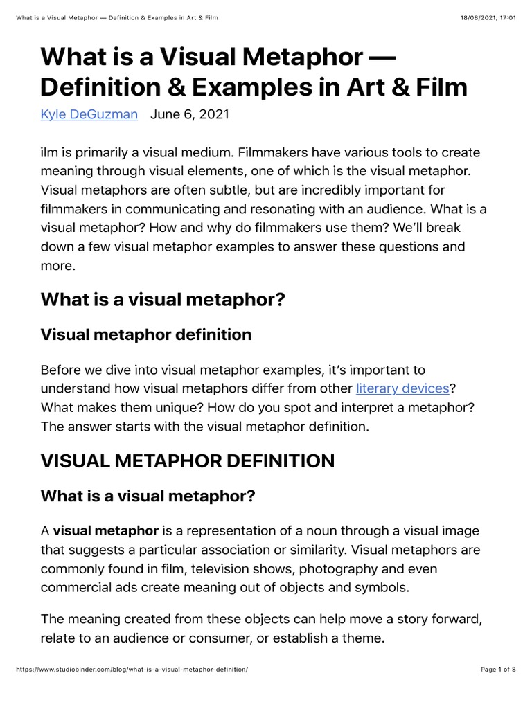 What Is A Visual Metaphor - Definition & Examples in Art & Film | PDF ...