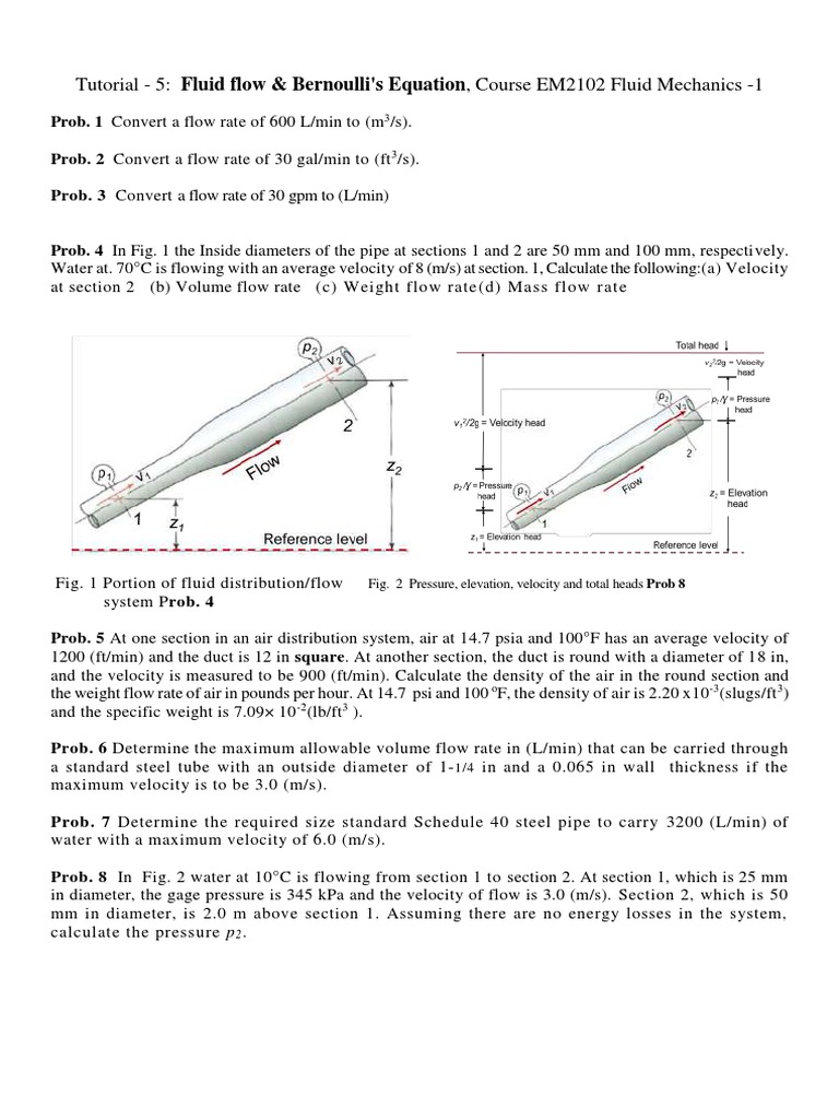 Sent Tutorial 5 Prob Only | PDF | Flow Measurement | Fluid Dynamics