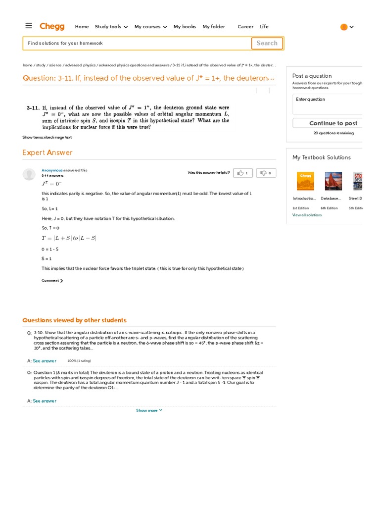 3-11. If, Instead of The Observed Value of J - 1+... | PDF | Deuterium ...