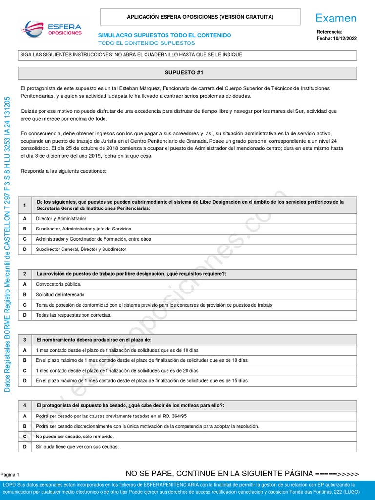 Simulacro Supuesto Preguntas | PDF | Castigos | Pena capital