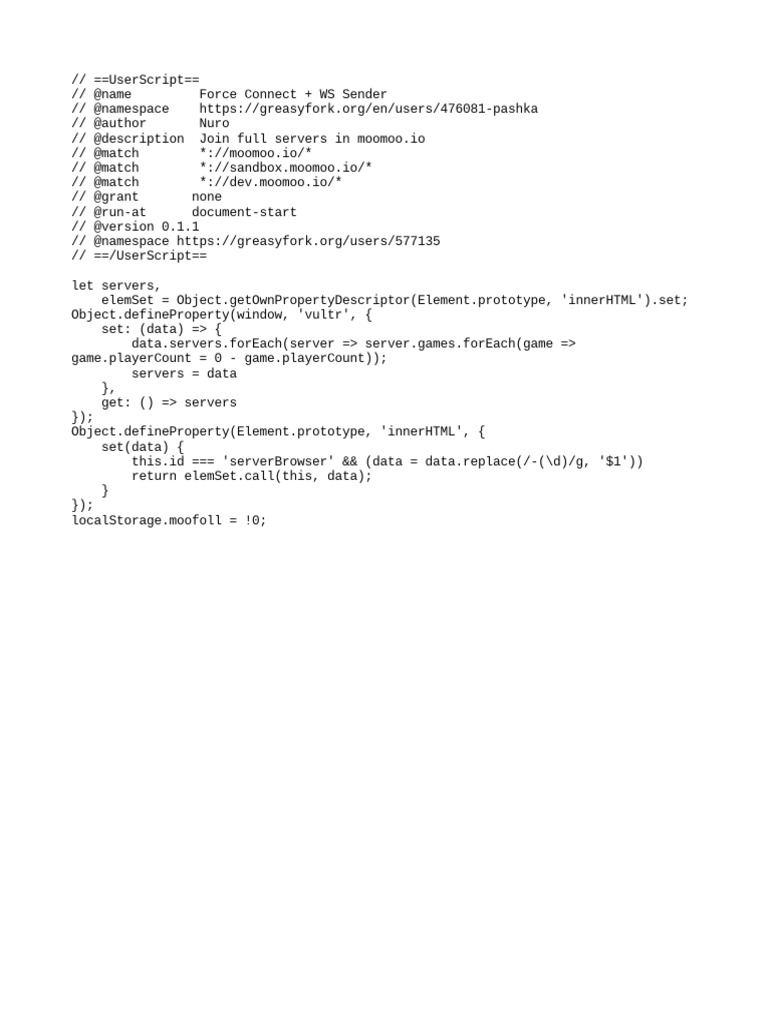 Moomoo.io Full Server Join Script | PDF | Games & Activities
