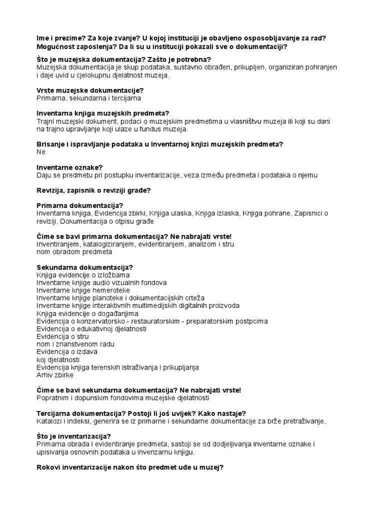 Dokumentacija Pitanja | PDF