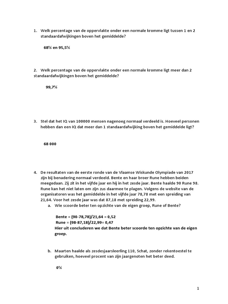Oefeningen - Normale Verdeling | PDF
