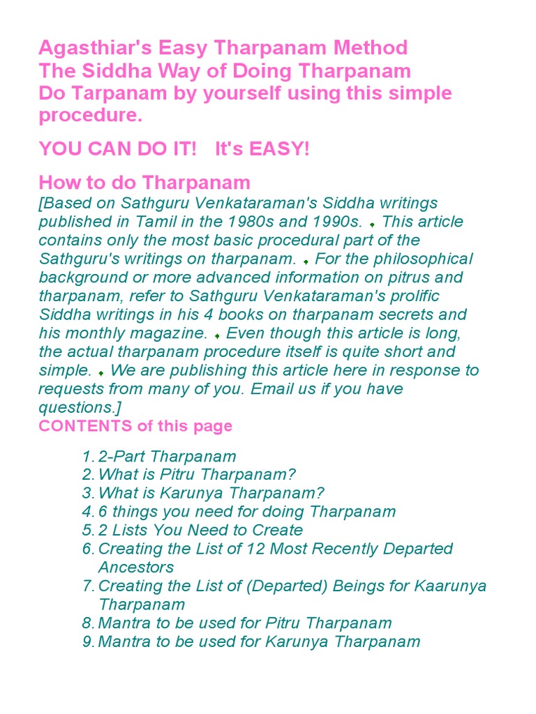 Tharpanam Method | PDF