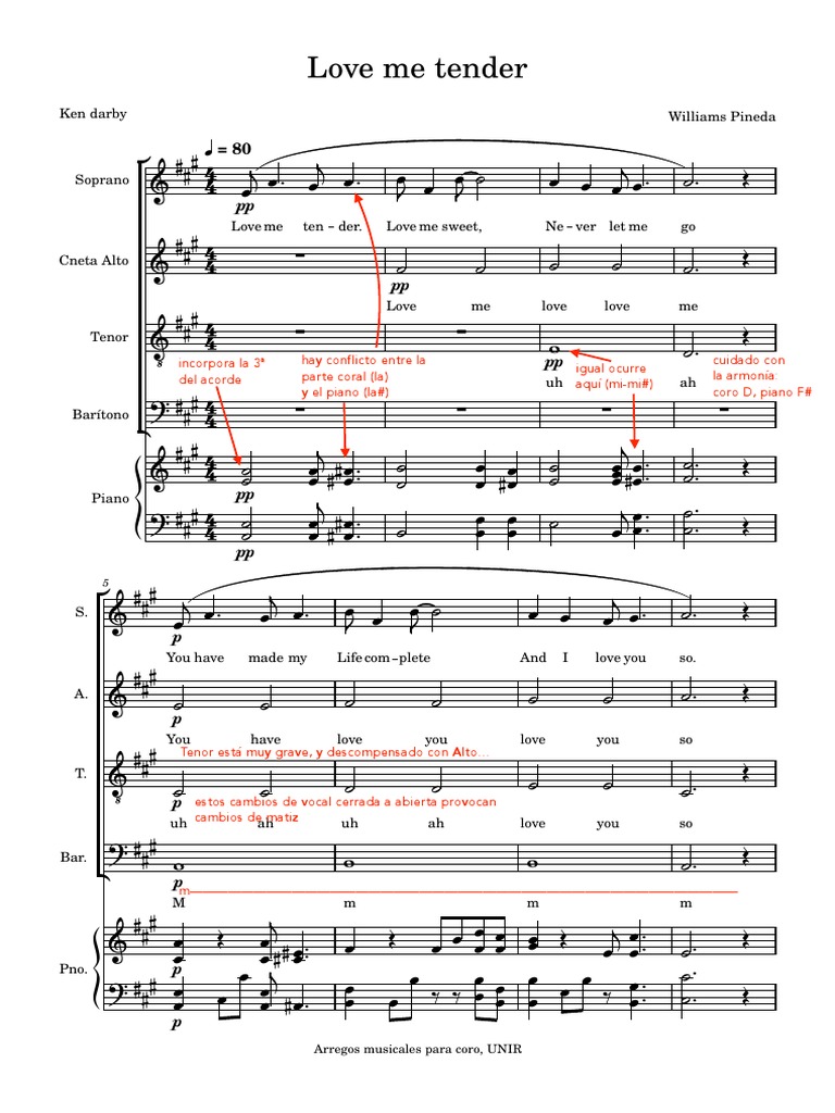 Love Me Tender SATB PDF | PDF | Música vocal | Música grabada