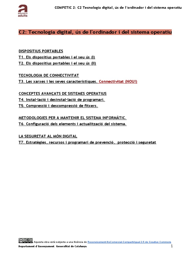 COMPETIC 2 C2 - Tecnologia Digital, Ús de L'ordinador I Del Sistema ...