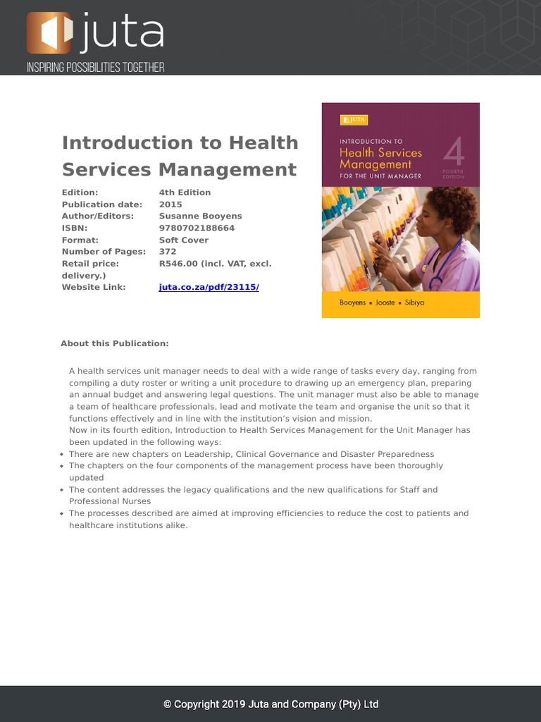 Health Services Management for Unit Managers | PDF