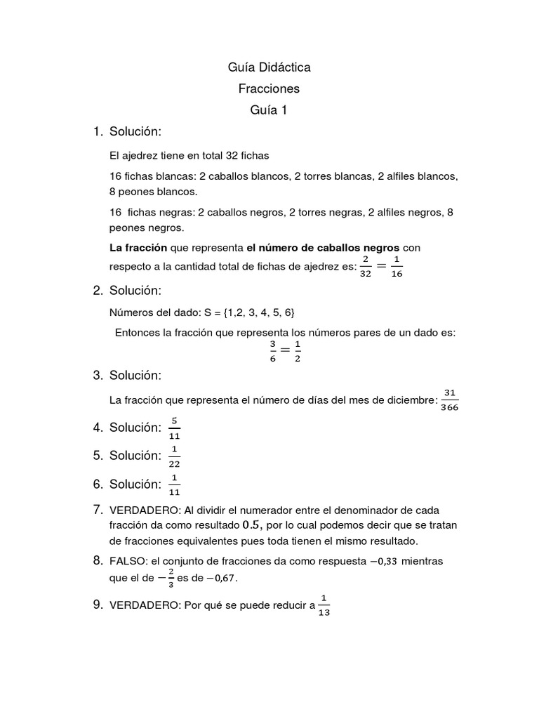 Guía Didáctica Fracciones | PDF | Ajedrez | Juegos de estrategia abstractos