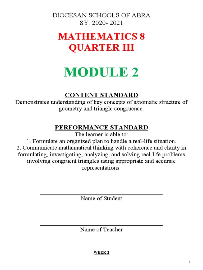 Quarter 3 - Week 2 | PDF | Mathematical Proof | Axiom