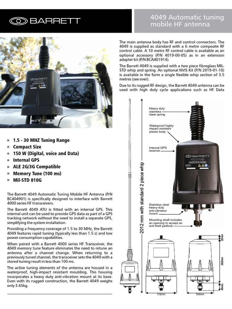 Barrett 4049 Auto Tuning HF Antenna Brochure Black A4 V1 | PDF ...