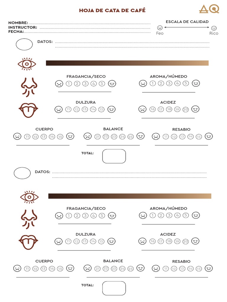 Hoja de Cata de Café SCA | PDF